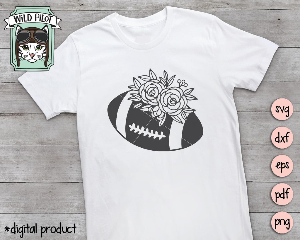 Floral Football SVG Cut File - So Fontsy