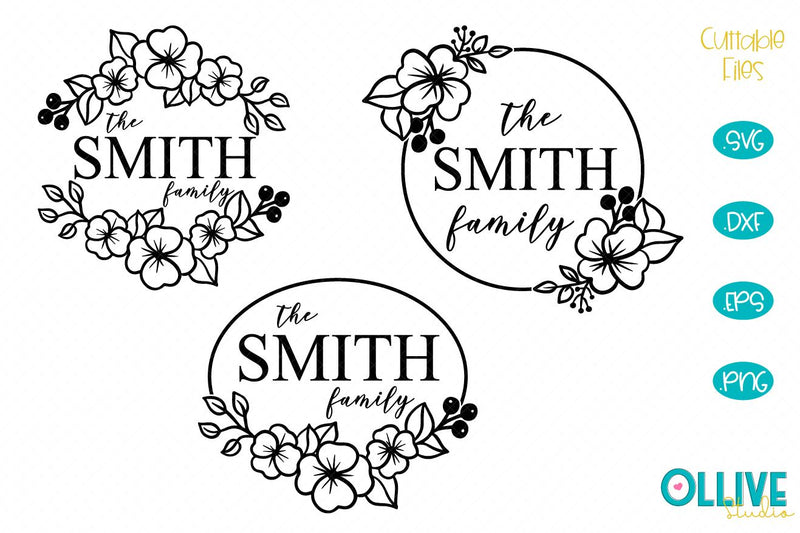 Floral Frame Family Name SVG Bundle - So Fontsy
