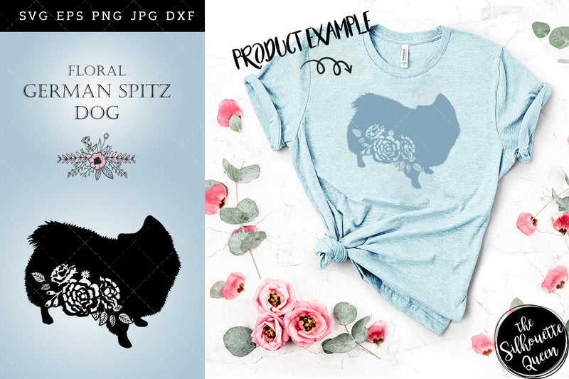 Floral German Spitz Dog svg file for cricut, for silhouette, cut eps ...