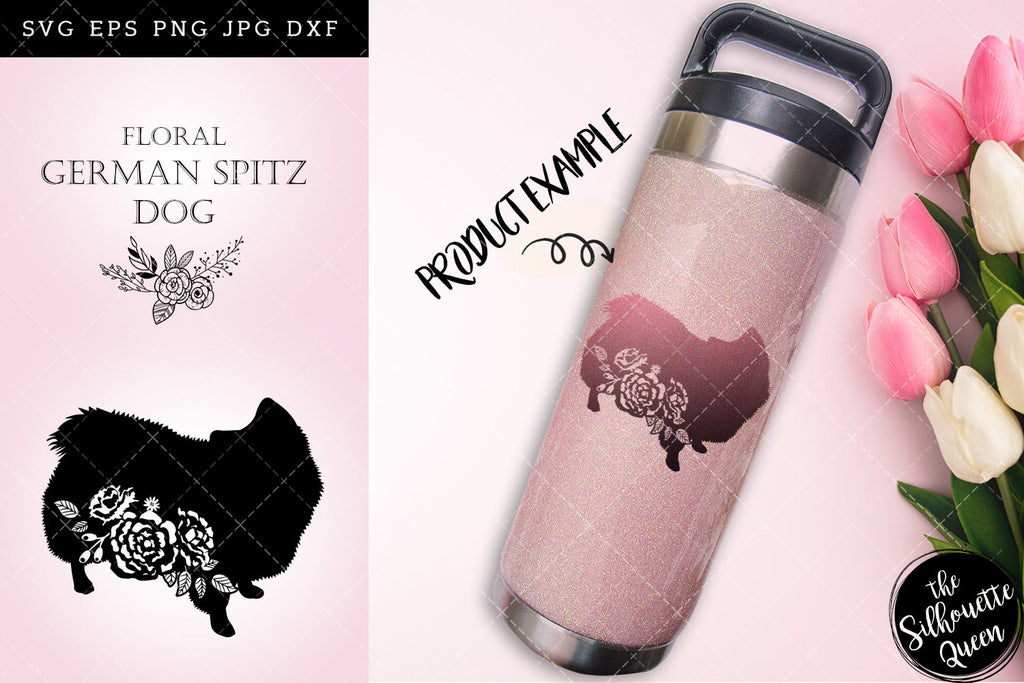 Floral German Spitz Dog svg file for cricut, for silhouette, cut eps ...
