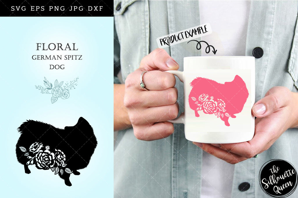 Floral German Spitz Dog svg file for cricut, for silhouette, cut eps ...