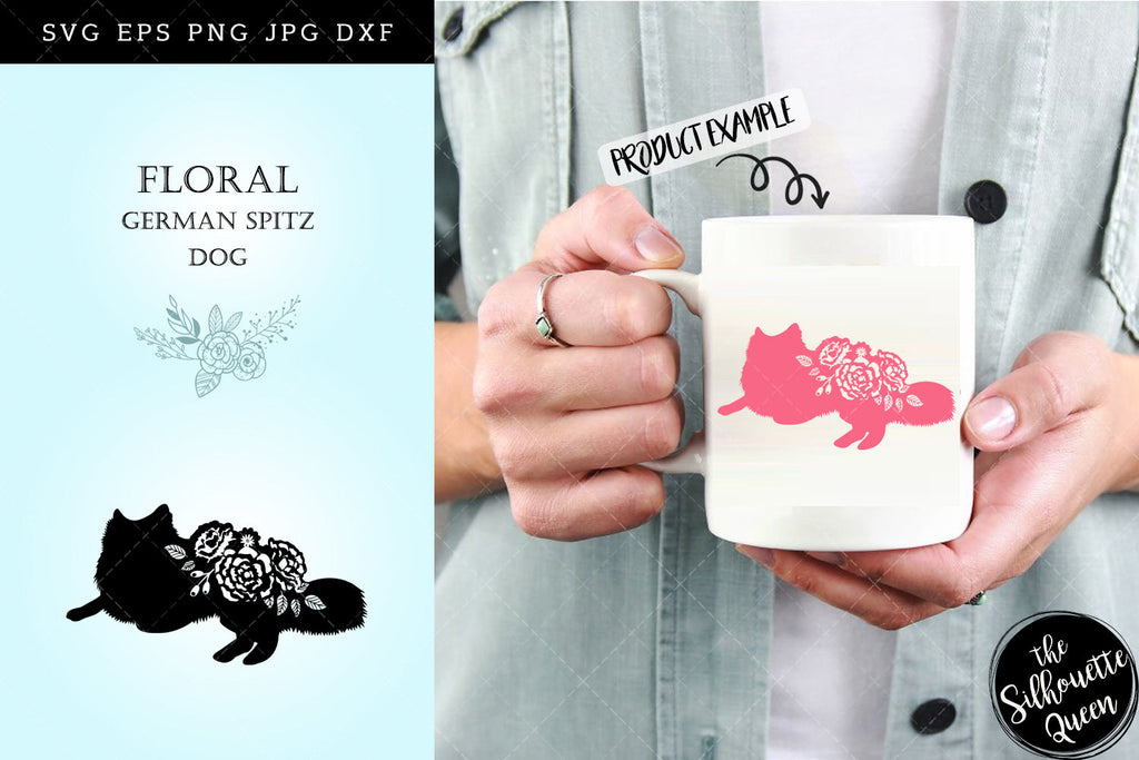Floral German Spitz Dog svg file for cricut, for silhouette, cut eps ...