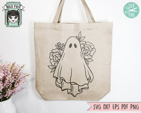 Floral Ghost SVG File, Halloween SVG, Halloween Cut File, Ghost Flowers ...