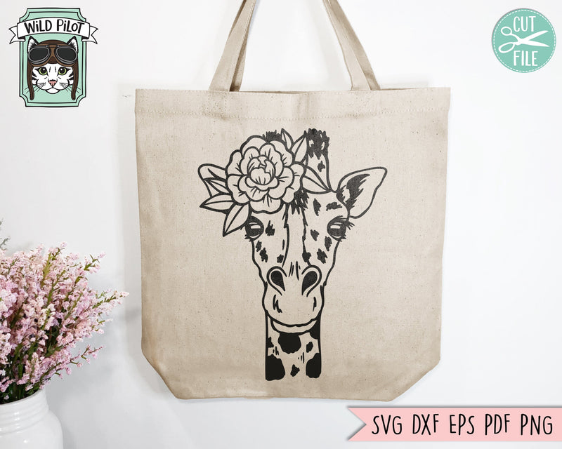 Floral Giraffe SVG file, Giraffe with Flower Crown SVG, Giraffe cut ...