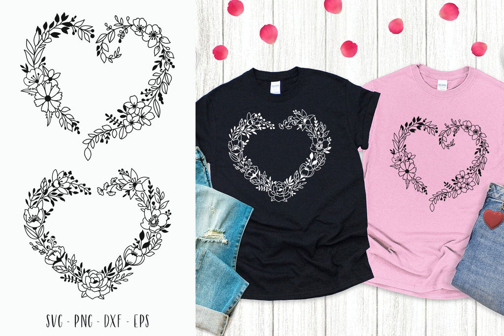 Floral Heart Frame Design SVG - Floral Heart SVG - Valentines SVG - So Fontsy