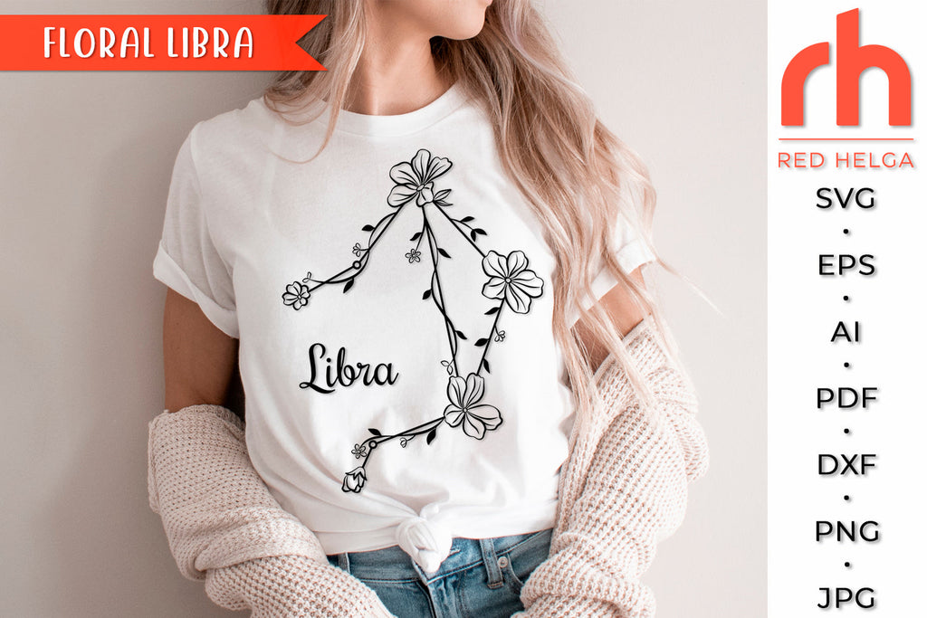 Floral Libra SVG - Flower Zodiac Cut File - So Fontsy