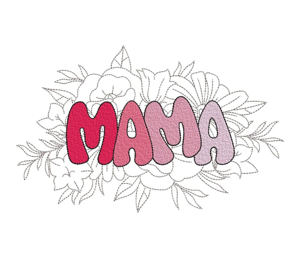 Floral Mama Embroidery Design, 5 sizes, Instant Download - So Fontsy