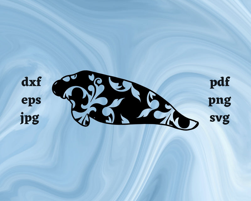 Floral Manatee SVG Cut File - So Fontsy