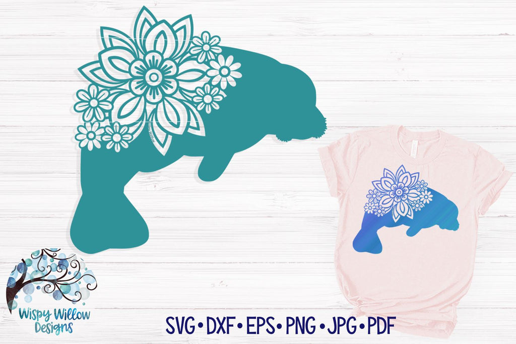 Floral Manatee SVG - So Fontsy