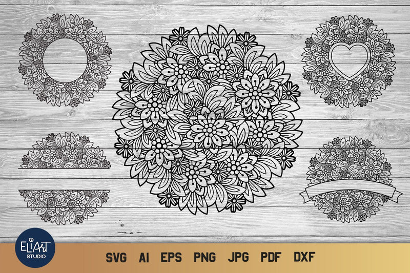 Floral Mandala SVG, Split Monogram SVG, Summer SVG. - So Fontsy
