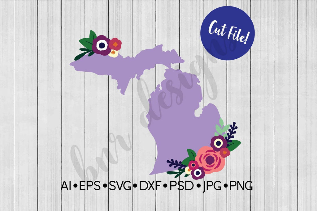 Floral Michigan SVG - So Fontsy