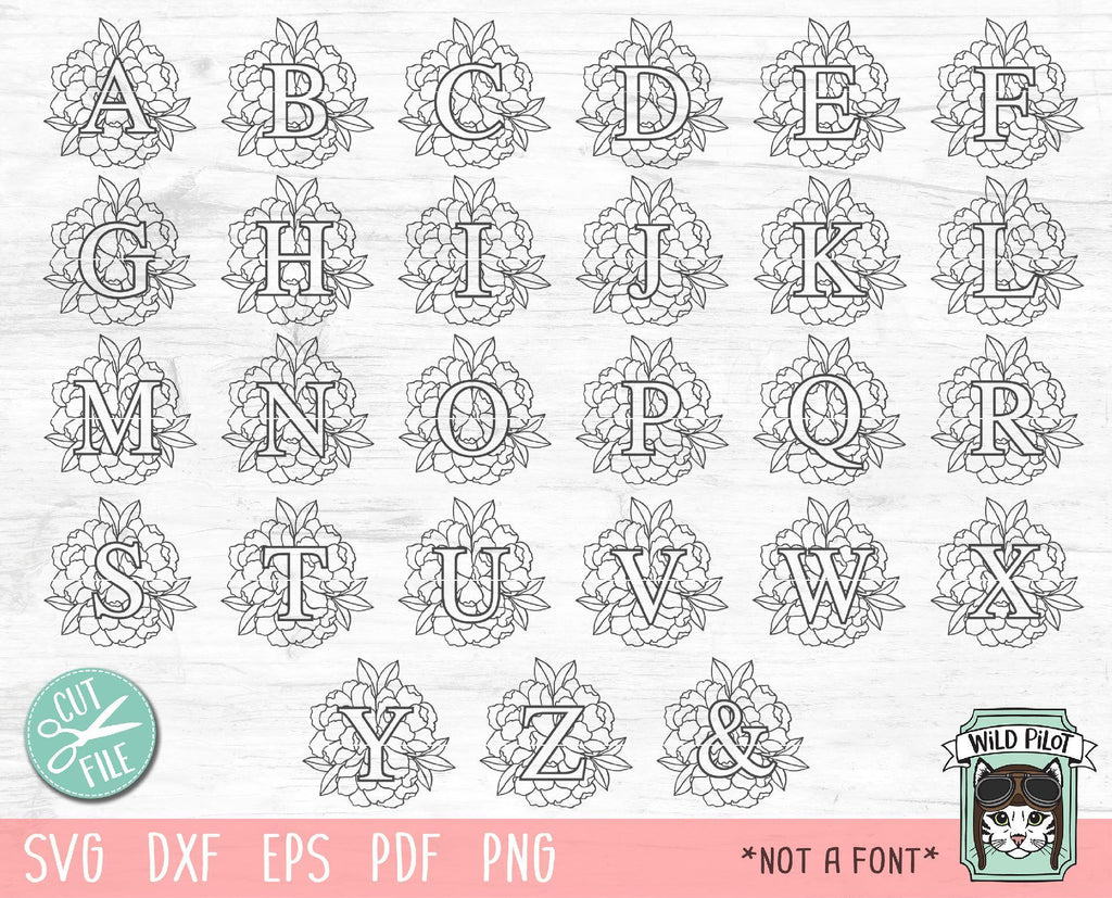 Floral Monogram Alphabet SVG Cut File - So Fontsy