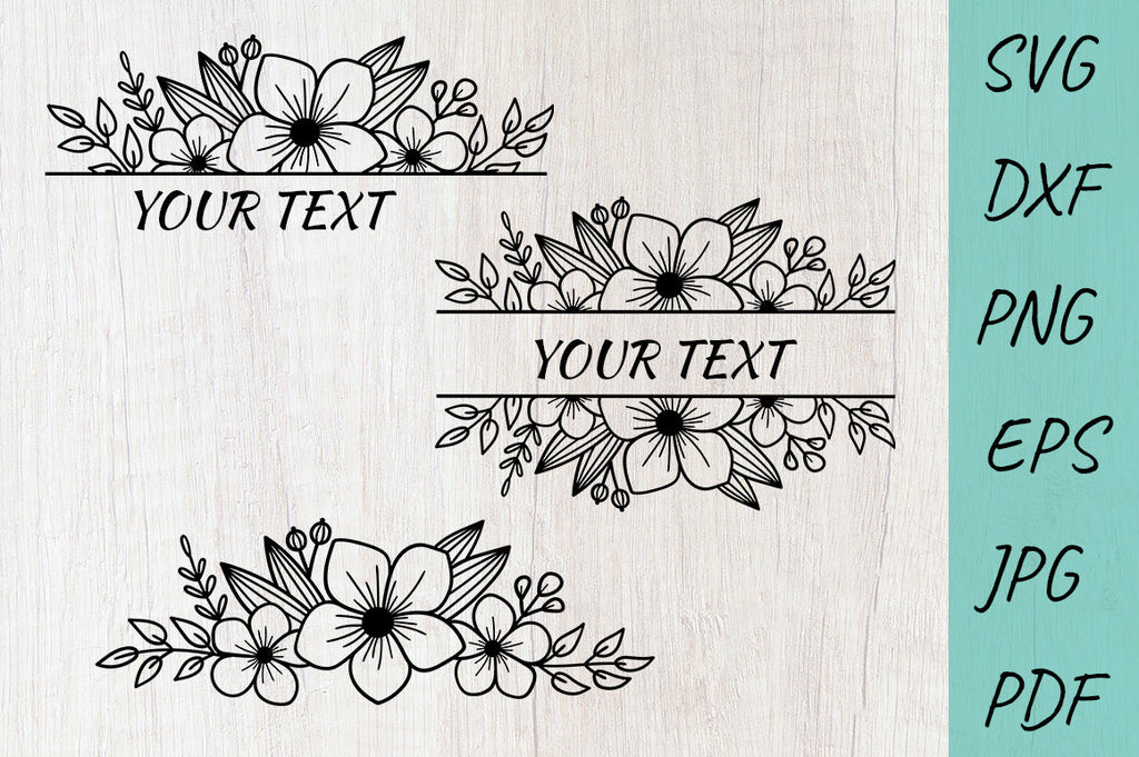 Floral Monogram Frame Bundle SVG, Flower Split Monogram SVG - So Fontsy