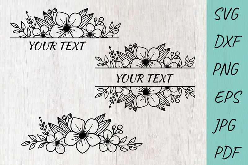 Floral Monogram Frame Bundle SVG, Flower Split Monogram SVG - So Fontsy