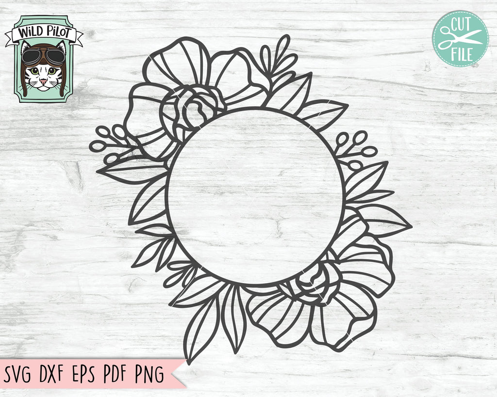 Flower Monogram Frame SVG Cut File - So Fontsy