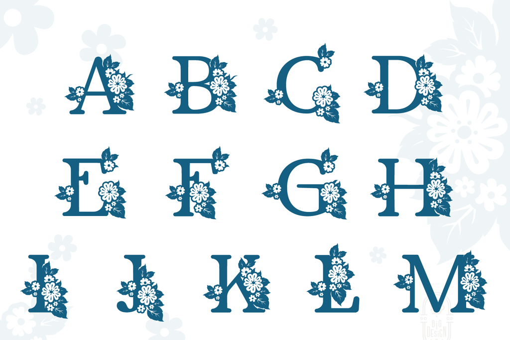 Floral Monogram - Monogram with Flowers SVG - So Fontsy