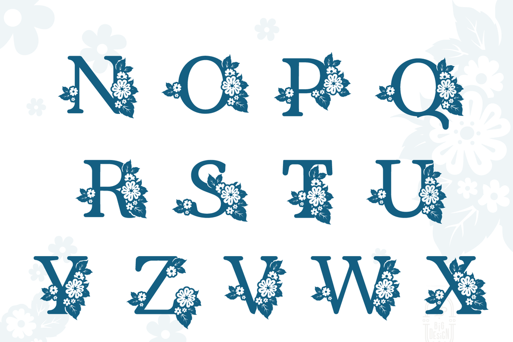 Floral Monogram - Monogram with Flowers SVG - So Fontsy