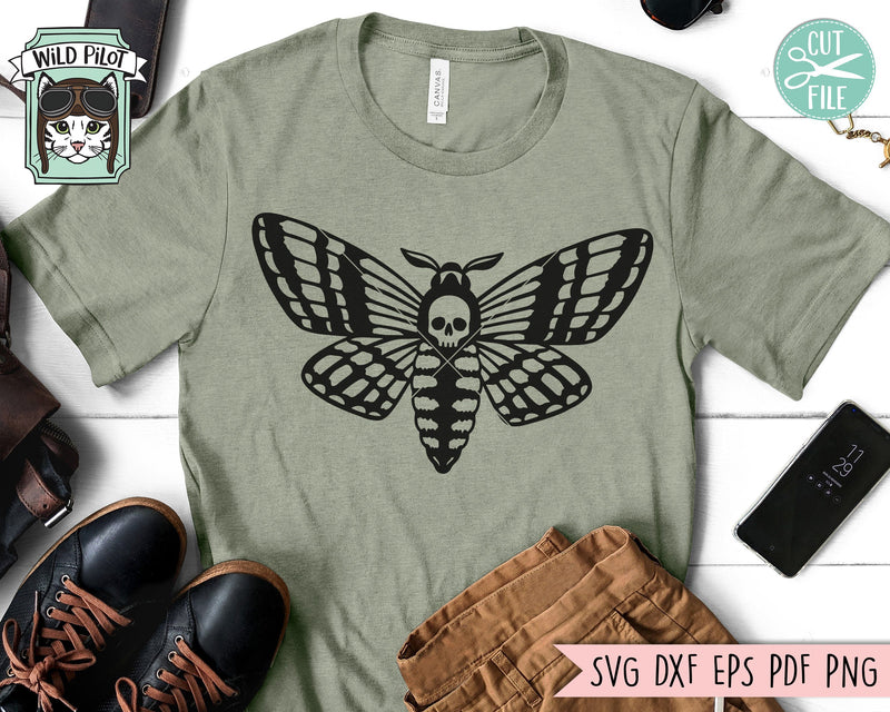 Floral Moth with Skull svg file, Flower Moth svg, Deaths Head Hawkmoth ...