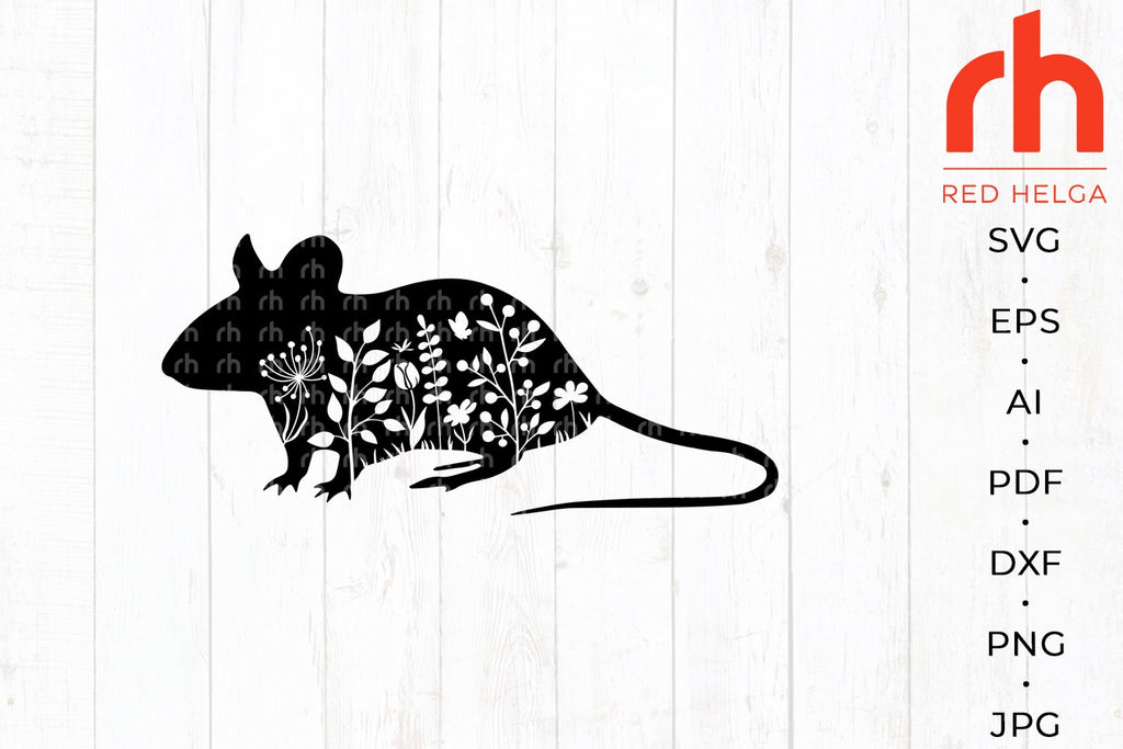 Floral mouse svg - Flower mouse svg - Mouse with flowers svg - Farm ...
