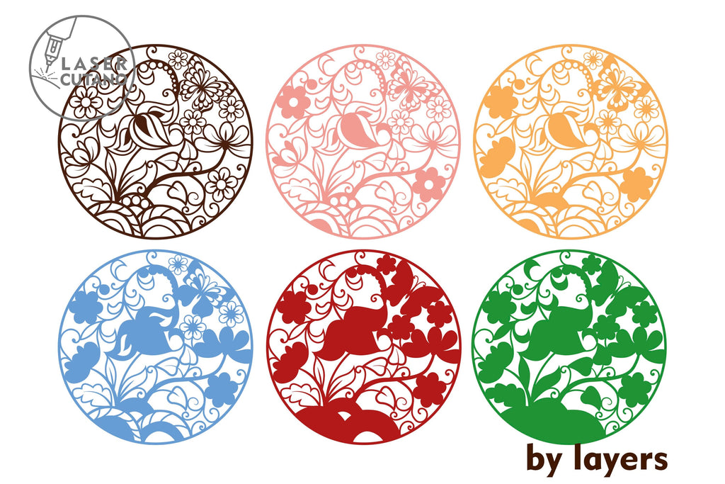 Floral Multilayer Decoration Laser Cut Template - So Fontsy