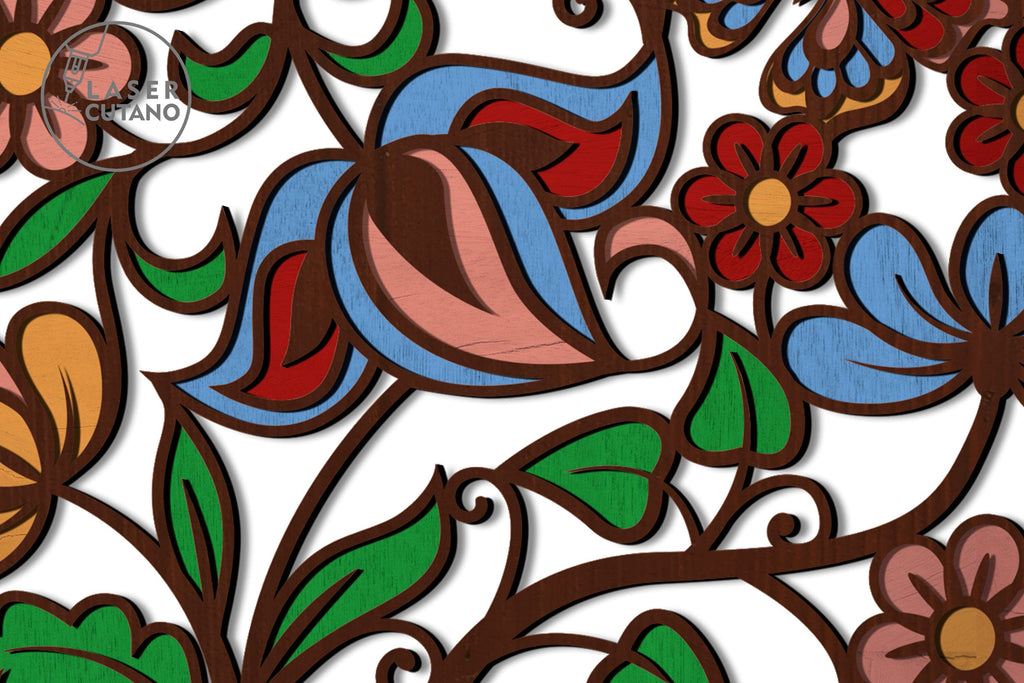 Floral Multilayer Decoration Laser Cut Template - So Fontsy