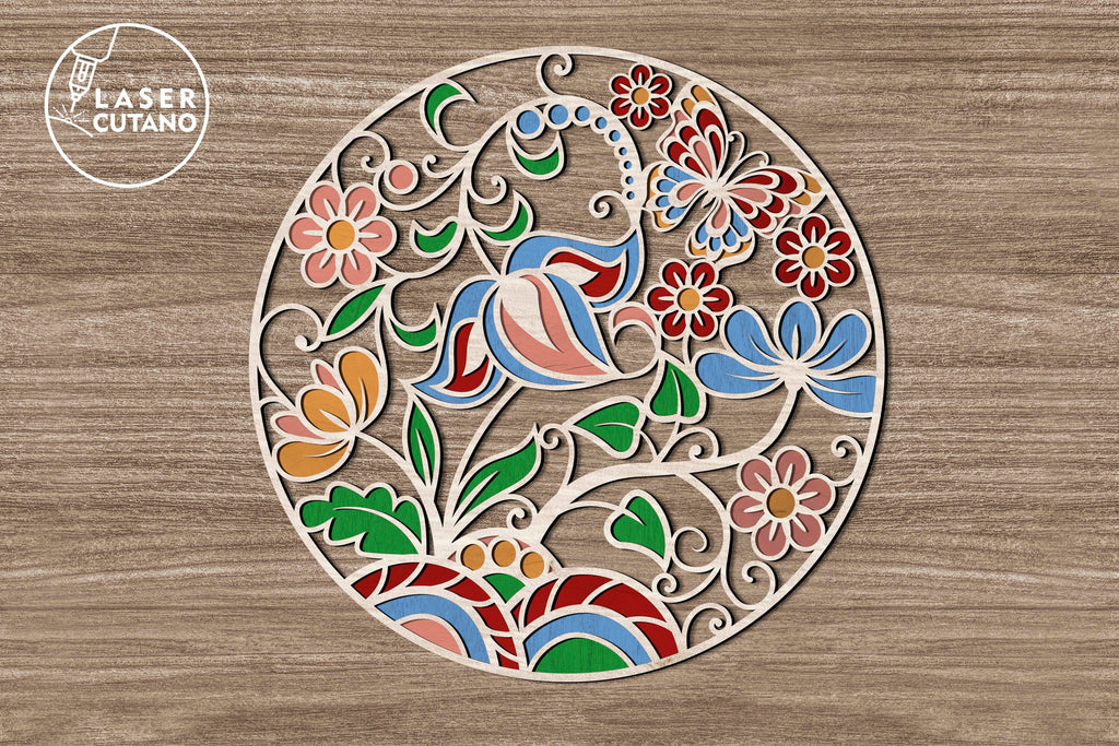 Floral Multilayer Decoration Laser Cut Template - So Fontsy