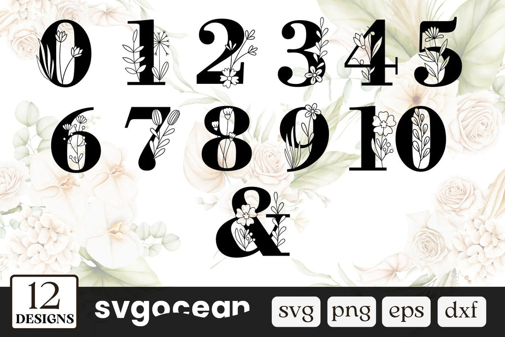 Floral Numbers Svg Bundle - So Fontsy