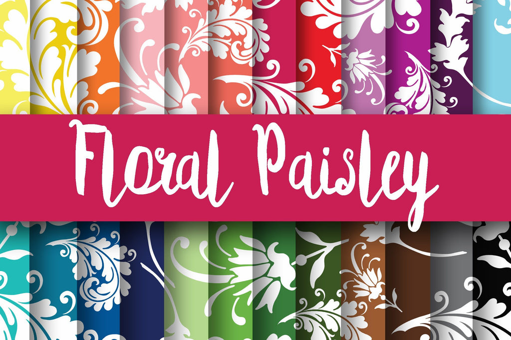 Floral Paisley Digital Papers - So Fontsy
