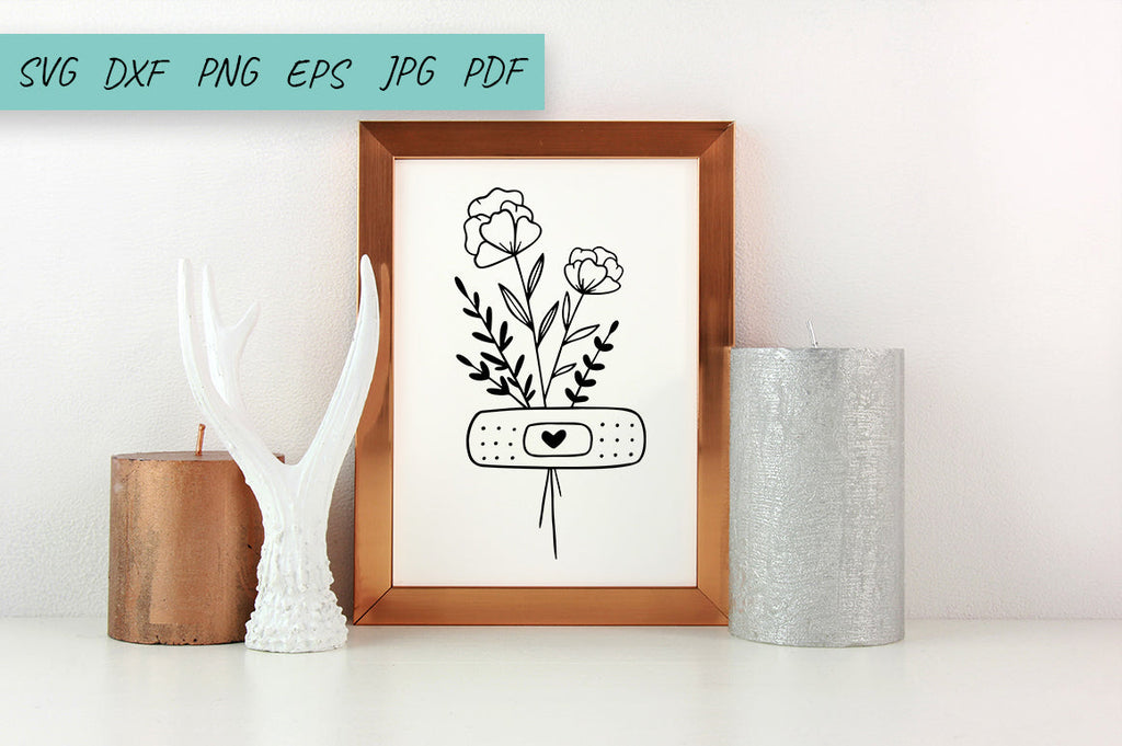 Floral patch Svg, Wildflowers Svg, Flower bandage Svg - So Fontsy