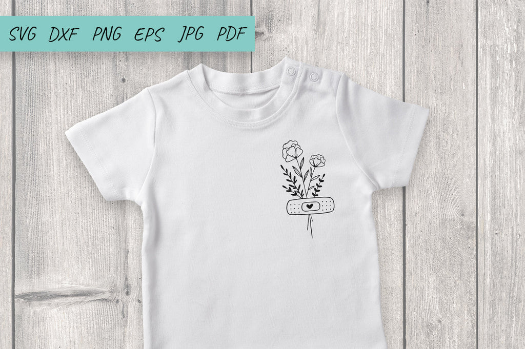 Floral patch Svg, Wildflowers Svg, Flower bandage Svg - So Fontsy