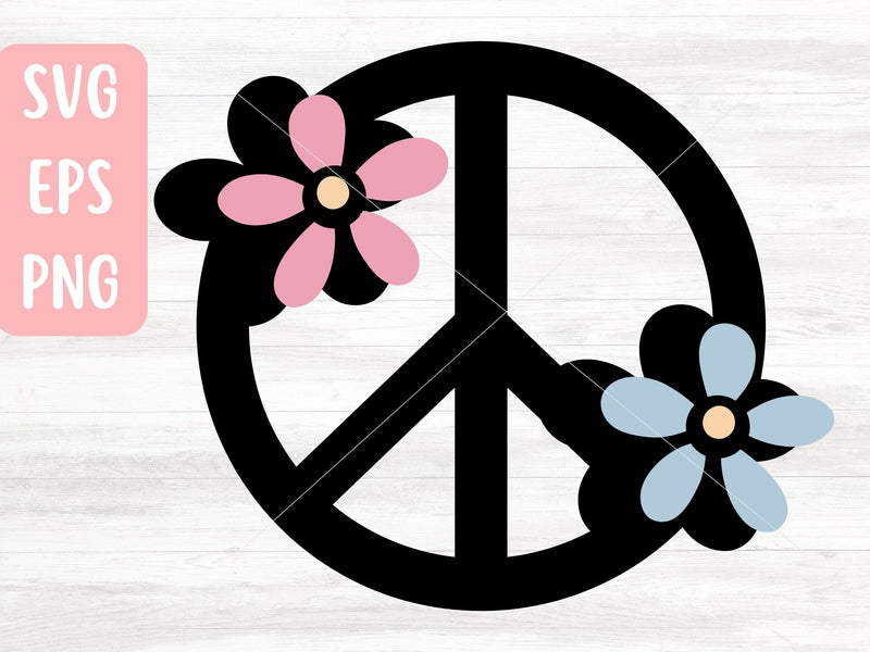 Floral Peace Sign SVG Layered, Hippie SVG File for Cricut or Silhouette ...