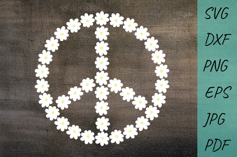 Floral Peace Sign SVG | Wildflower SVG | Hippie SVG | Daisies - So Fontsy