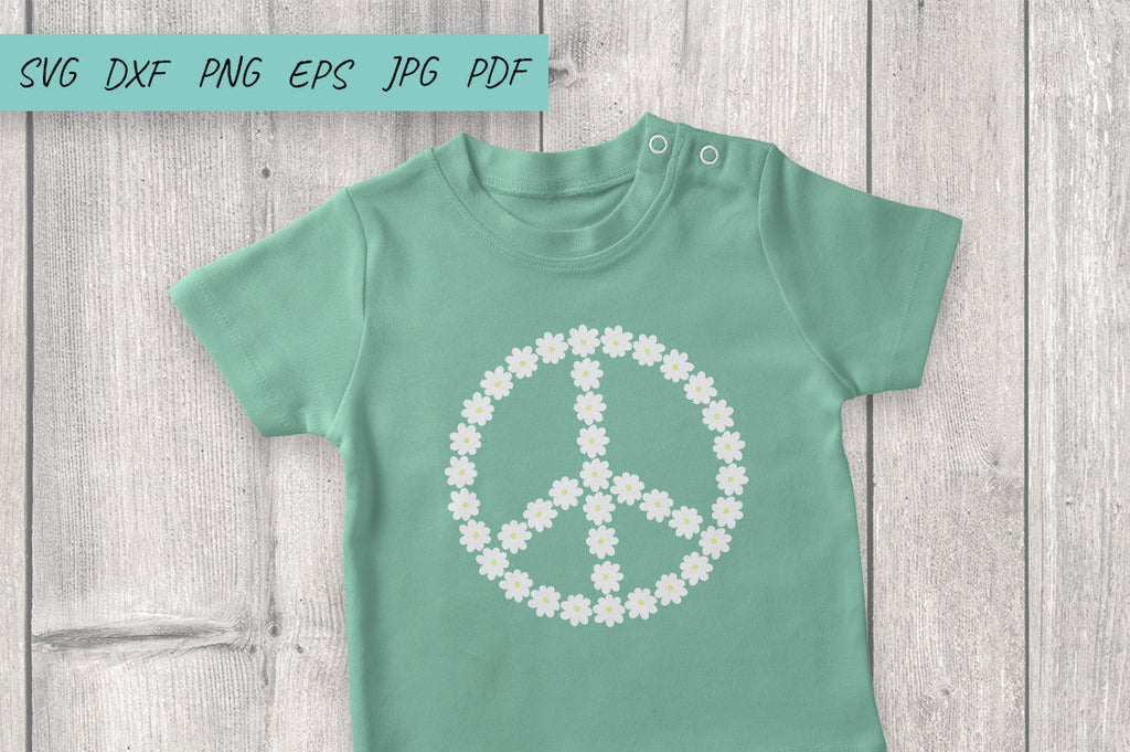 Floral Peace Sign SVG | Wildflower SVG | Hippie SVG | Daisies - So Fontsy