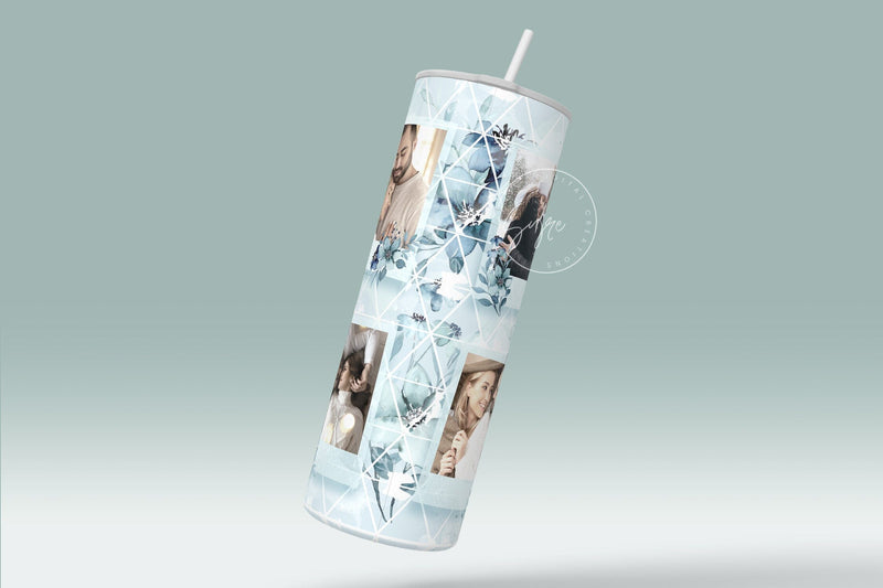 Floral Photo Tumbler, Add Your Name, Picture Frame Tumbler, 20oz Skinny ...