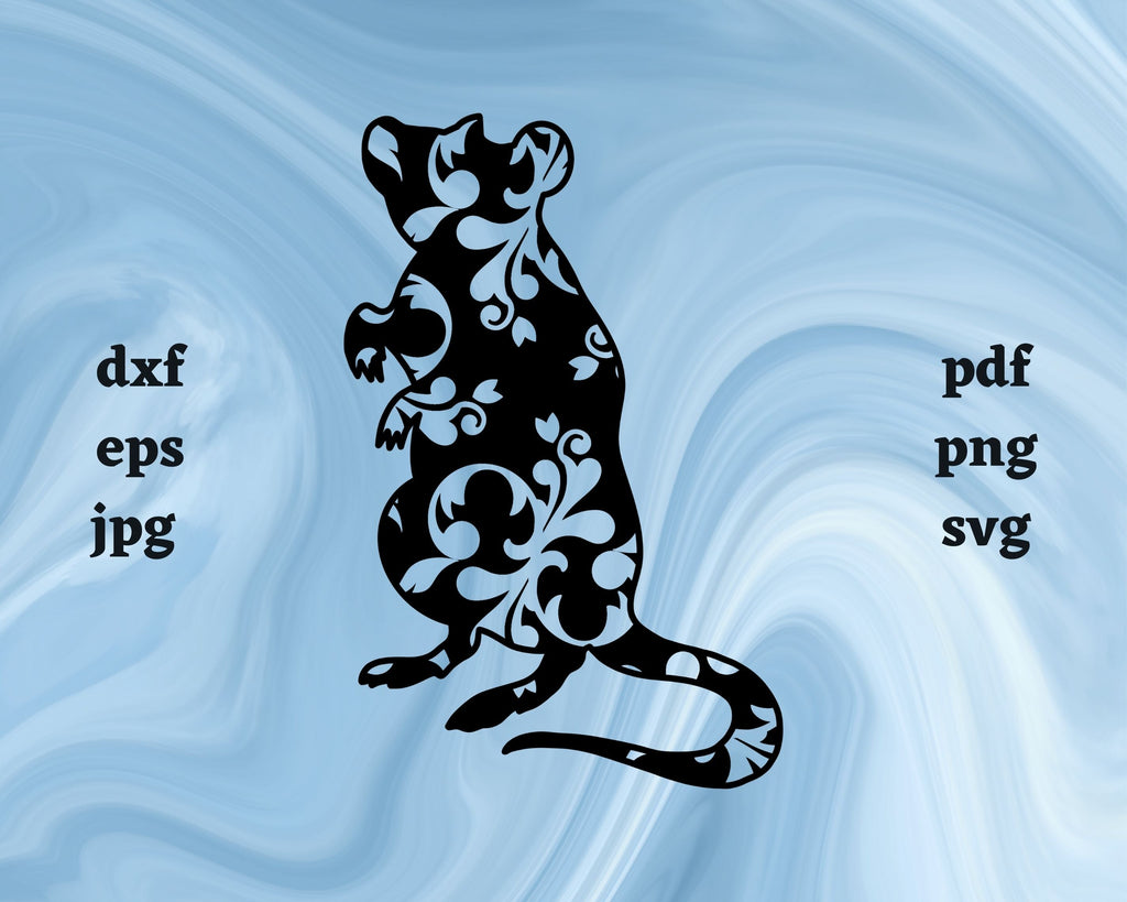 Floral Rat SVG Cut File - So Fontsy