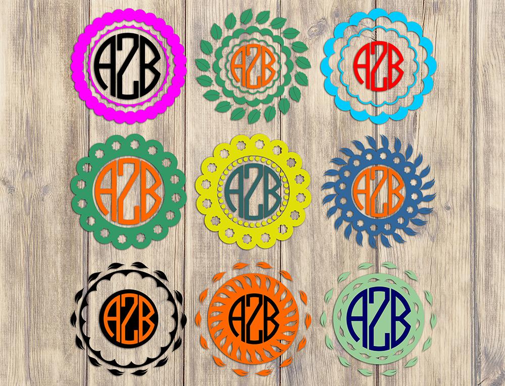 Floral Round Monogram Frames Svg Design - So Fontsy