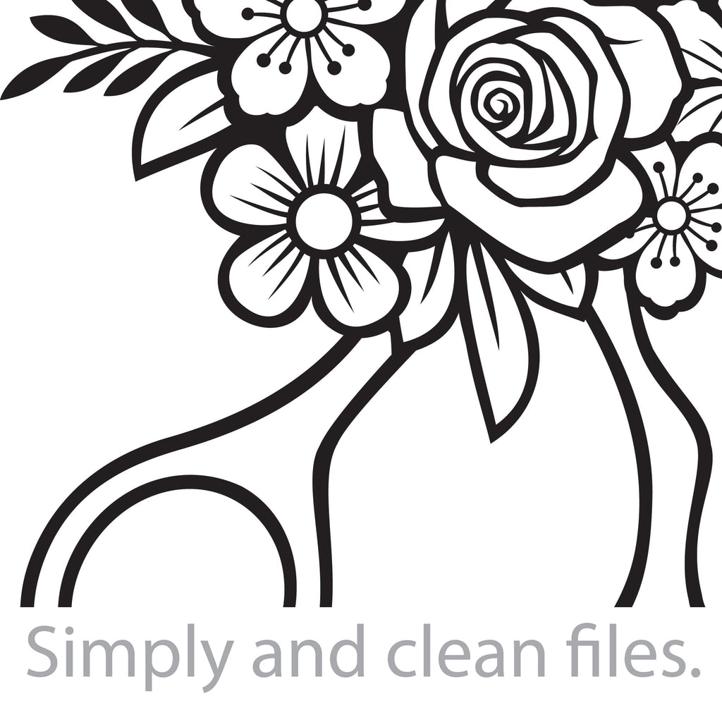Floral Scissors. Cut files for Cricut. Clip Art silhouette (eps, svg ...