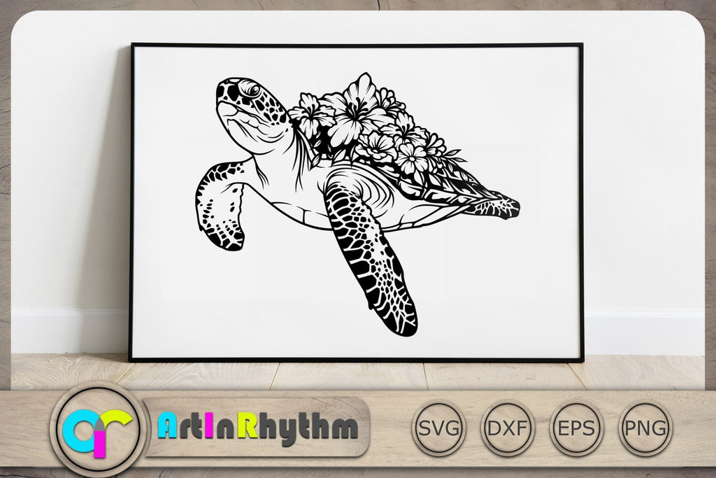 Floral Sea Turtle Svg, Sea Turtle Svg, Floral Turtle Svg, Sea Creature ...