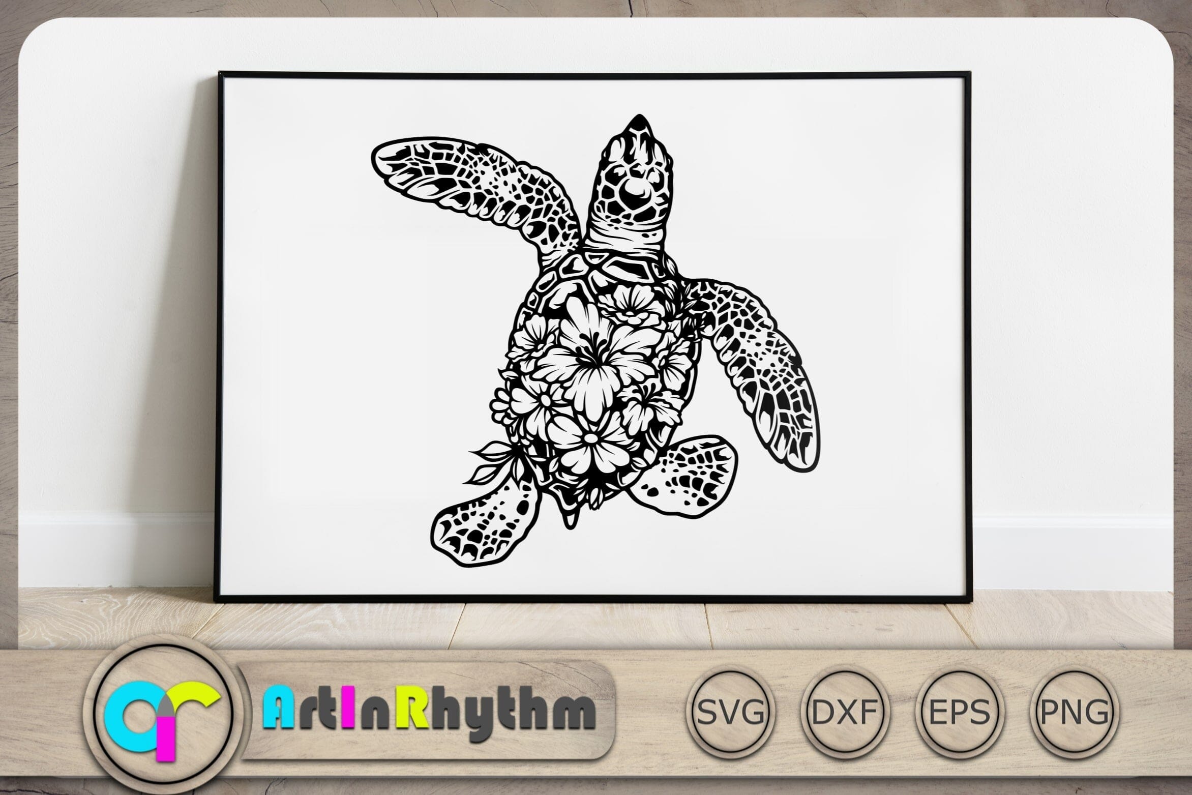 Floral Sea Turtle Svg, Sea Turtle Svg, Turtle Svg, Sea Animal Svg, Sea ...
