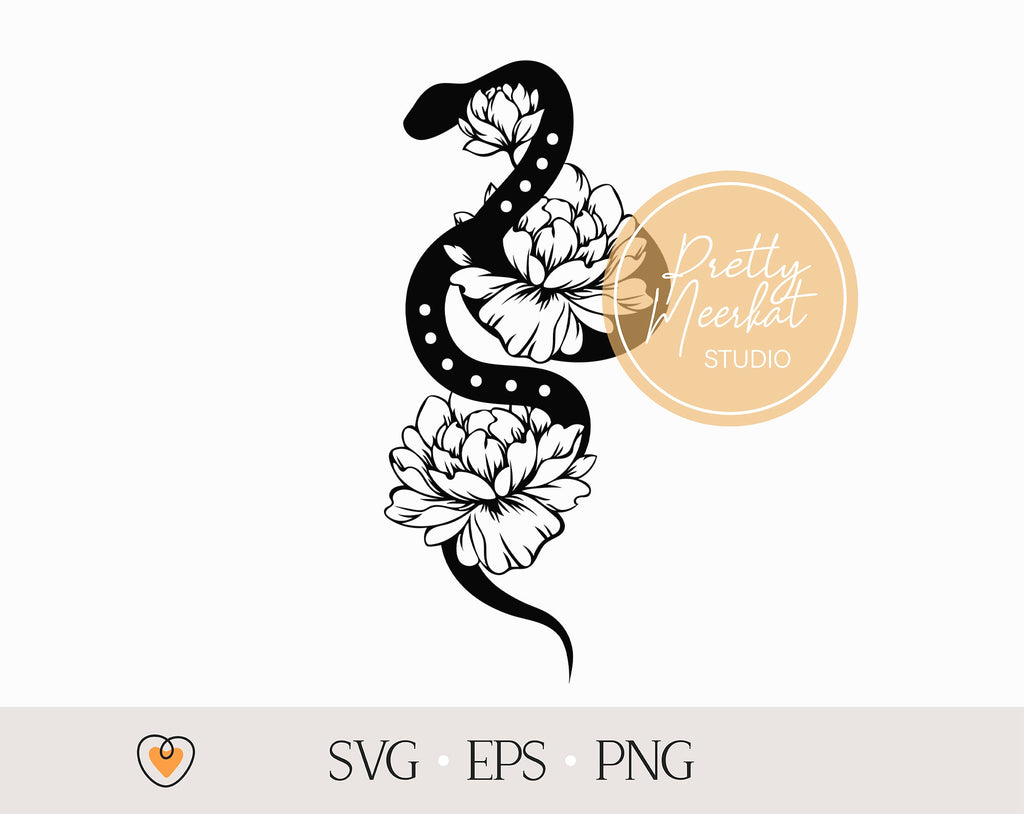 Floral snake svg, Snake with peony flowers svg, png - So Fontsy