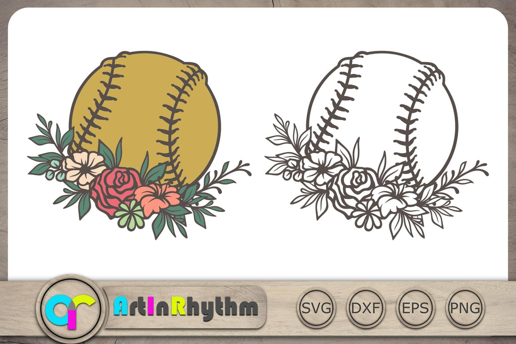 Floral Softball Svg, Softball Svg, Sports Svg, Floral Svg, Softball Svg ...