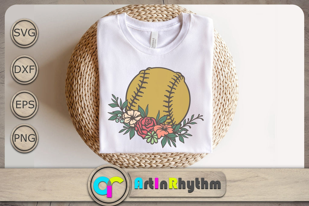 Floral Softball Svg, Softball Svg, Sports Svg, Floral Svg, Softball Svg ...