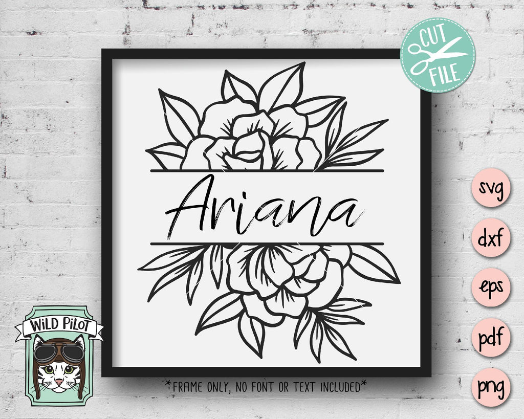 Floral Split Monogram Frame SVG Cut File - So Fontsy
