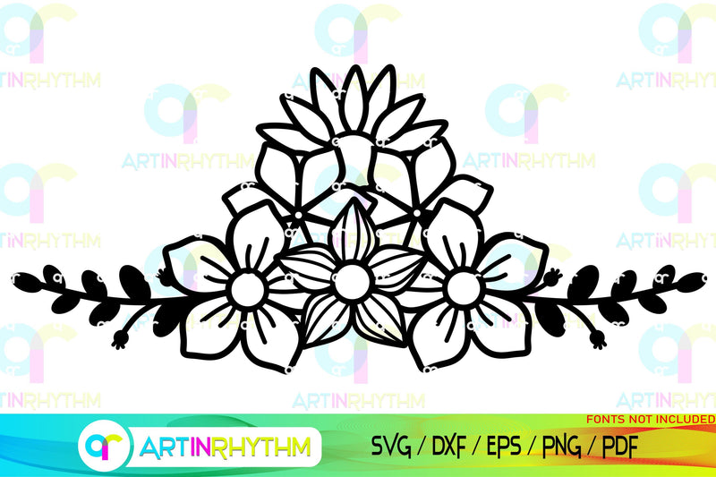 Floral Split Monogram frame svg - So Fontsy