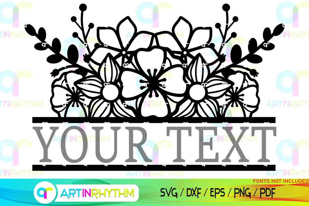 Floral Split Monogram frame svg - So Fontsy