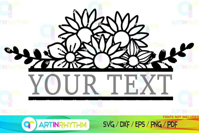 Floral Split Monogram frame svg - So Fontsy
