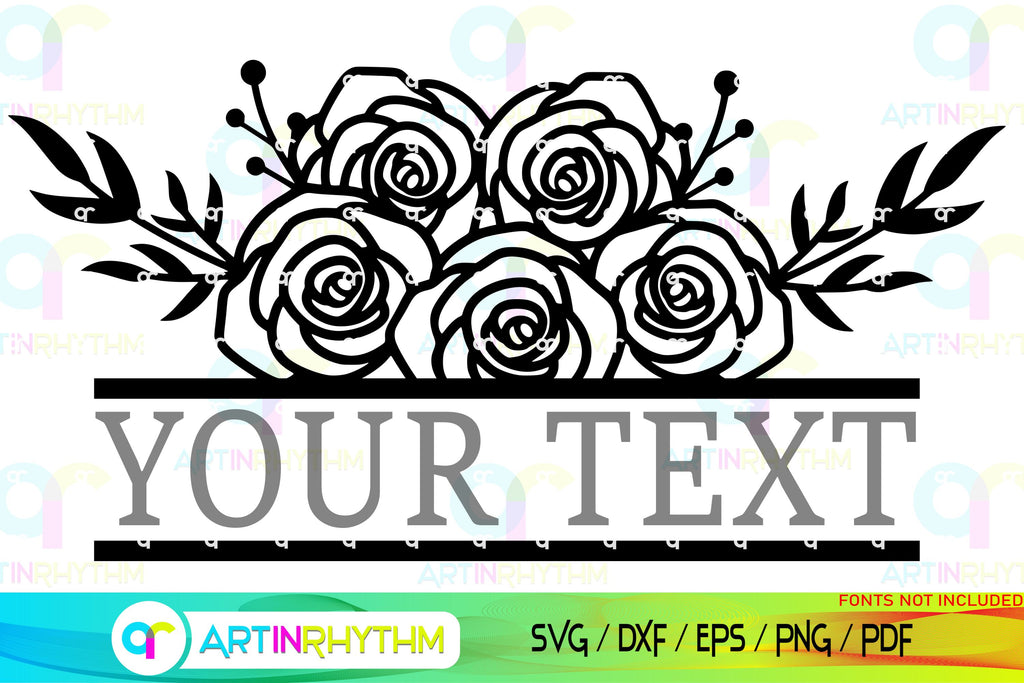 Floral Split Monogram frame svg - So Fontsy
