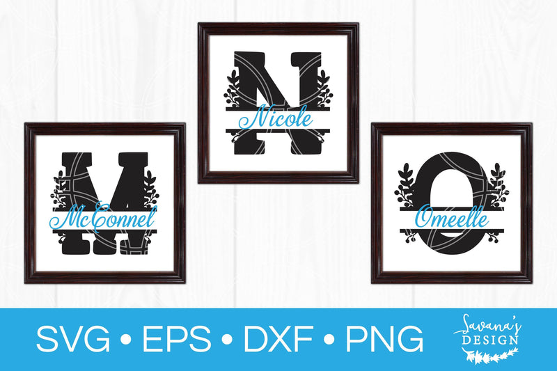 Floral Split Monogram Letter Alphabet SVG DXF EPS PNG Cut File Bundle ...