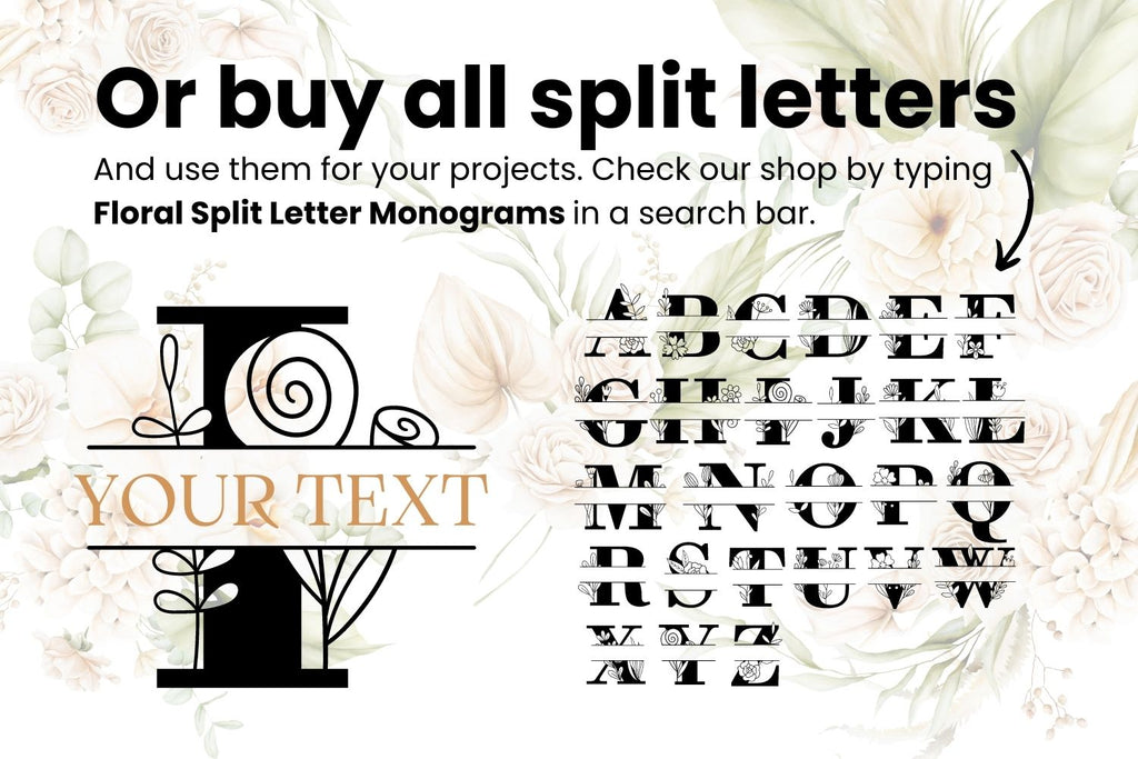 Floral Split Monogram Letter I SVG - So Fontsy