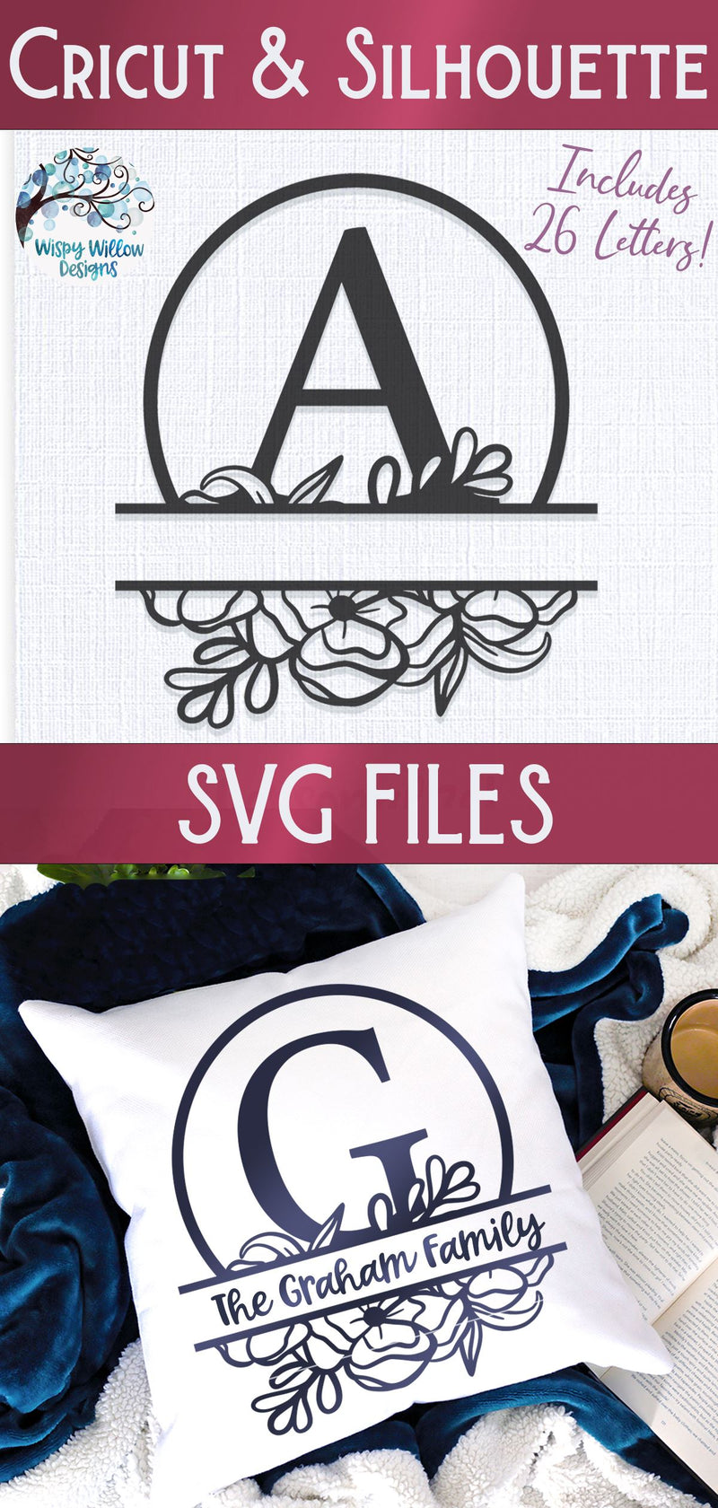 Floral Split Monogram SVG Bundle - So Fontsy